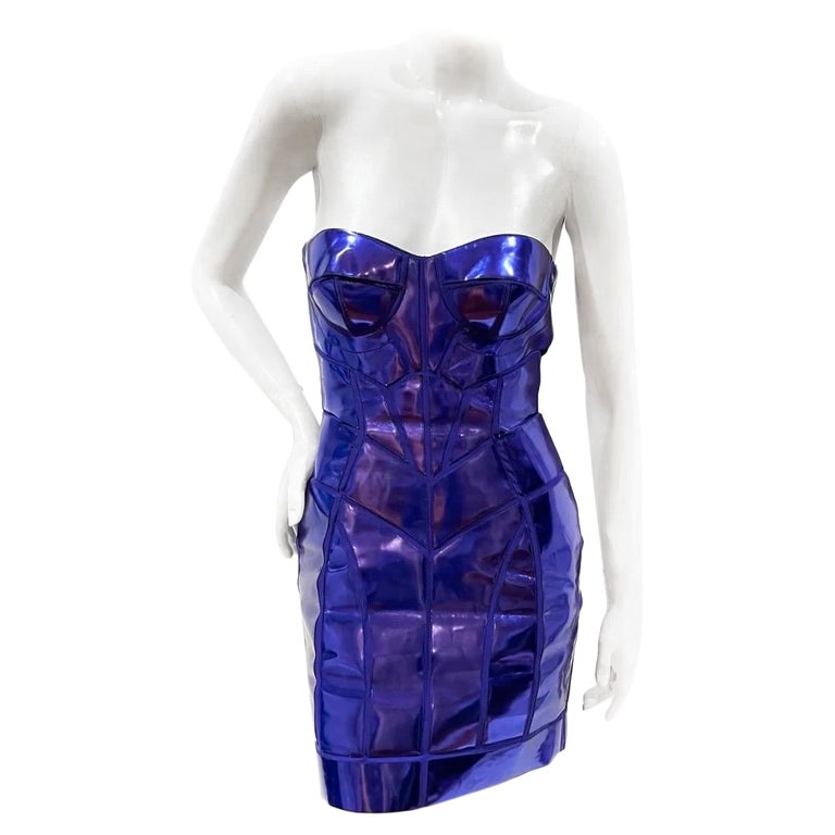 Versace Metallic Purple Mini Dress Fall2010 For Sale at 1stDibs