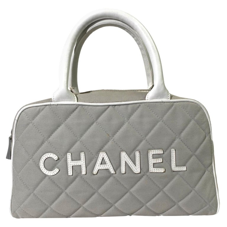 Chanel 2000s Sport Grey Quilted Canvas Mini Handbag For Sale at 1stDibs