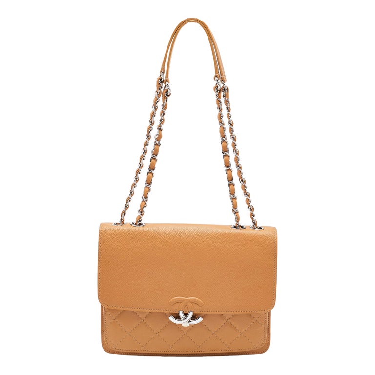 Chanel Brown Caviar Quilted Leather CC Box Flap Bag For Sale at 1stDibs