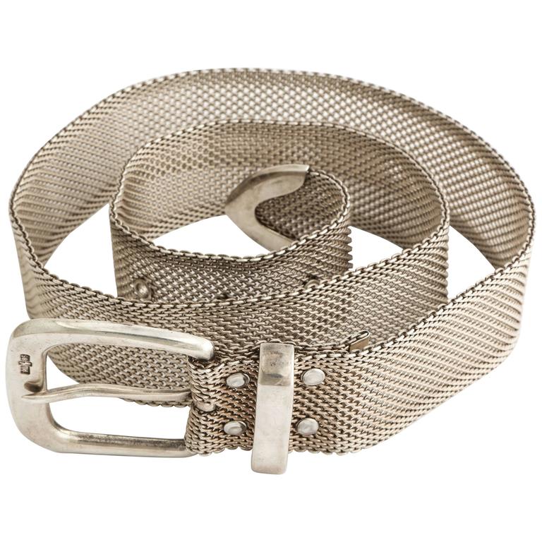 1980s Ralph Lauren Sterling Silver Mesh Belt For Sale at 1stdibs