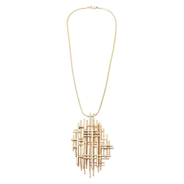 Boucher Gold Plated Modernist Sculptural Pendant Necklace Vintage For ...