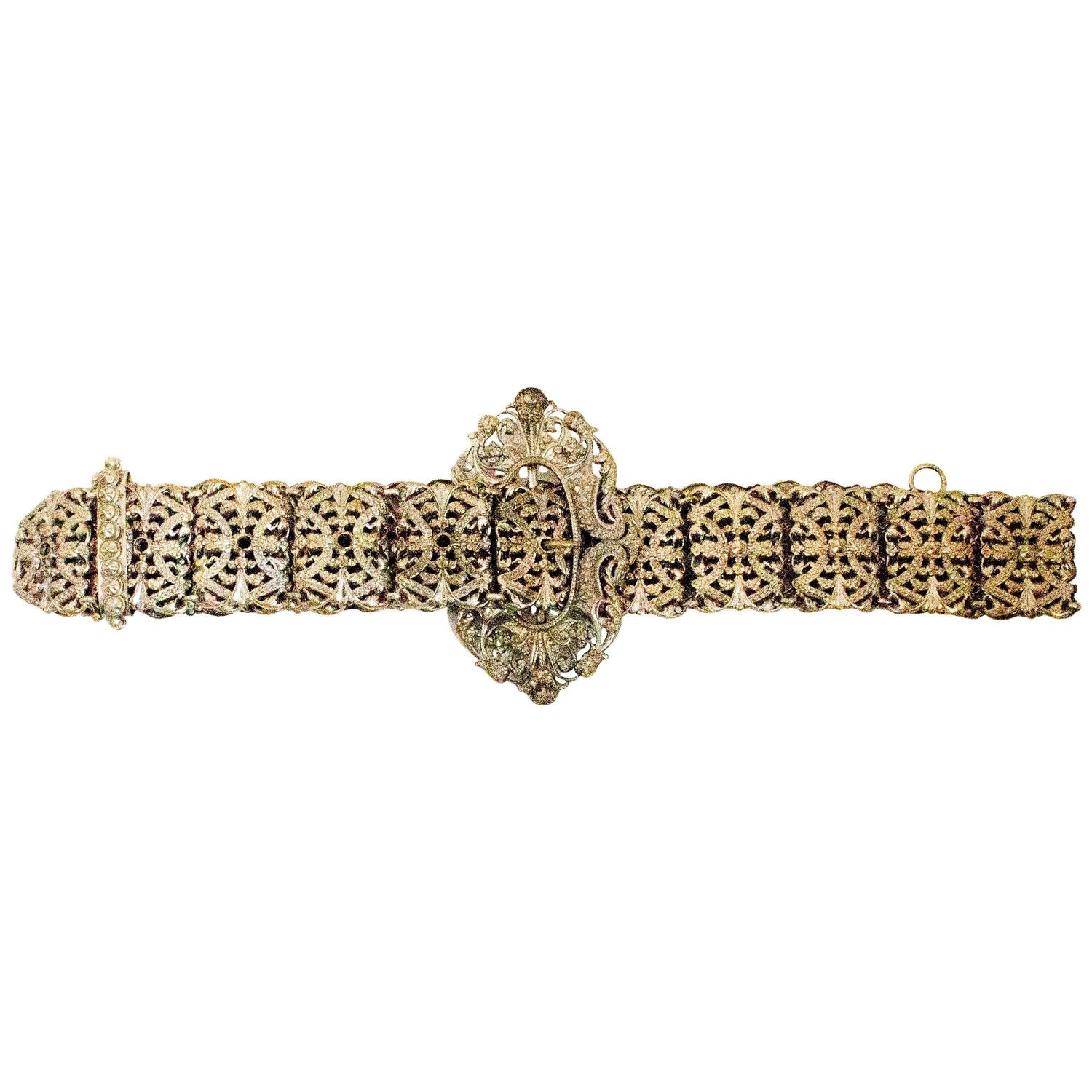 Victorian Silver toned Ladies Chatelaine Belt For Sale at 1stdibs