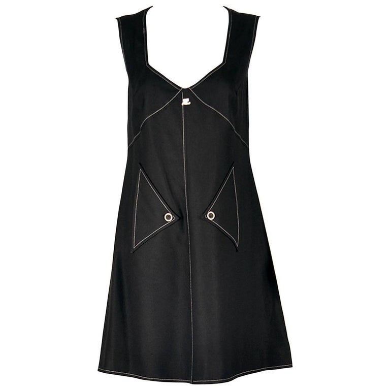 1980s Courreges Mod Style Black Dress at 1stDibs