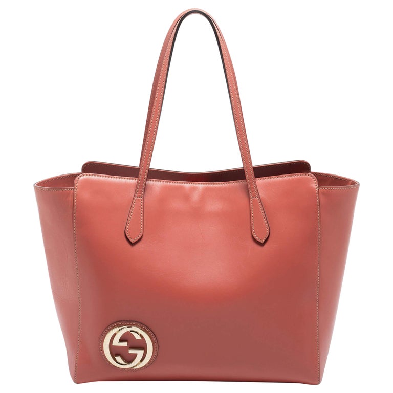 Gucci Pink Leather Large Interlocking G Swing Tote For Sale at 1stDibs