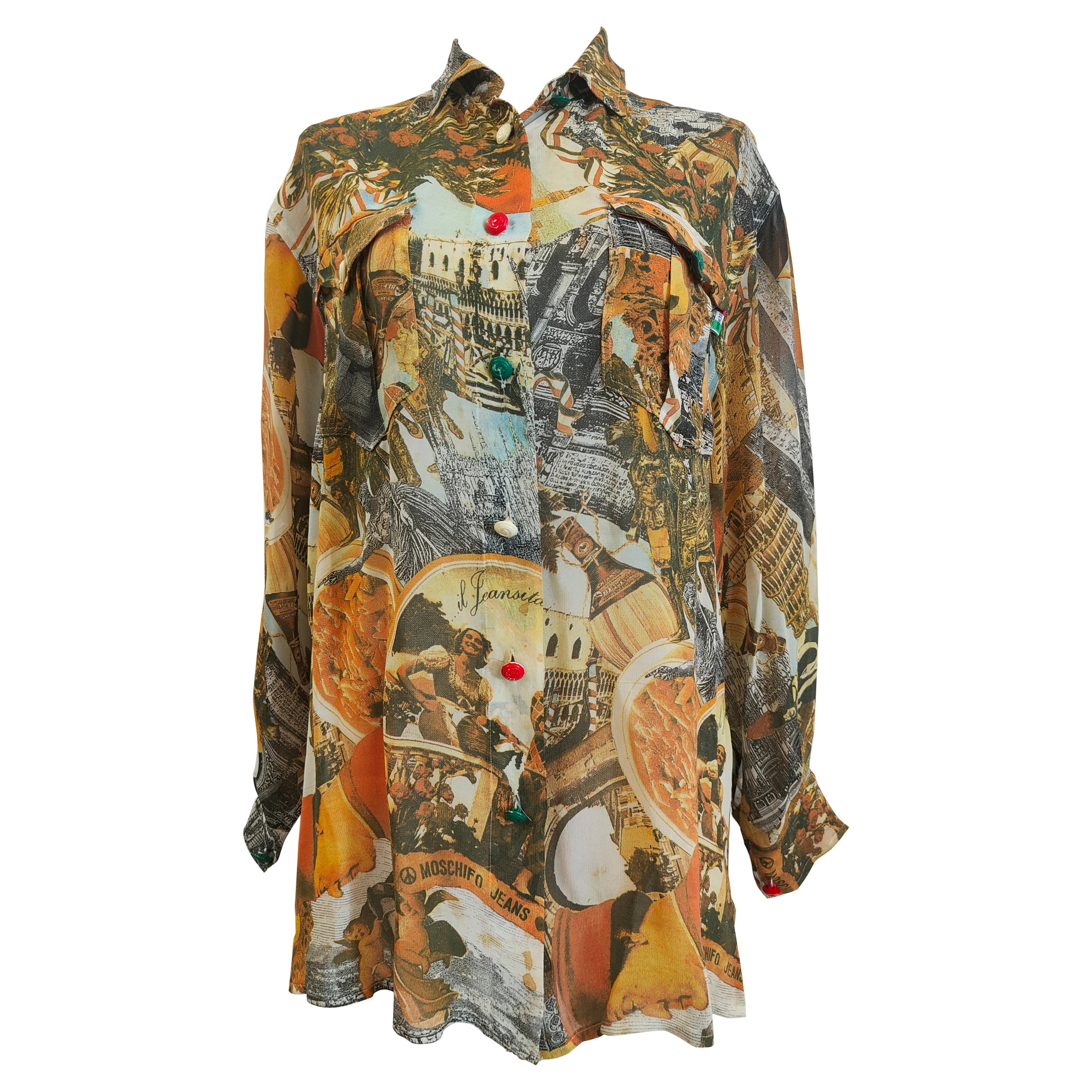 Moschino One of a kind MoschiFo italian patterns shirt For Sale at 1stDibs