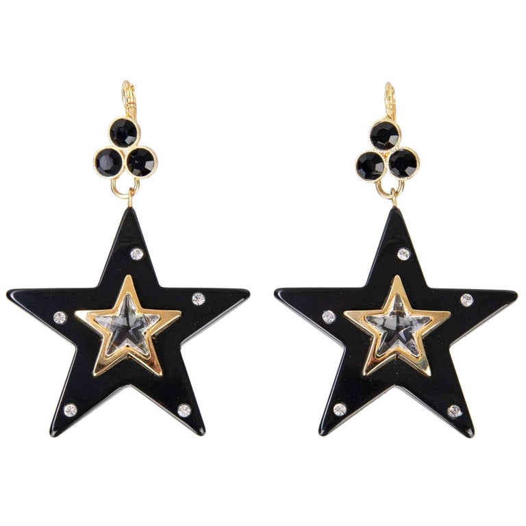 Dolce and Gabbana - Stelle Star Crystal Earrings Gold For Sale at 1stDibs