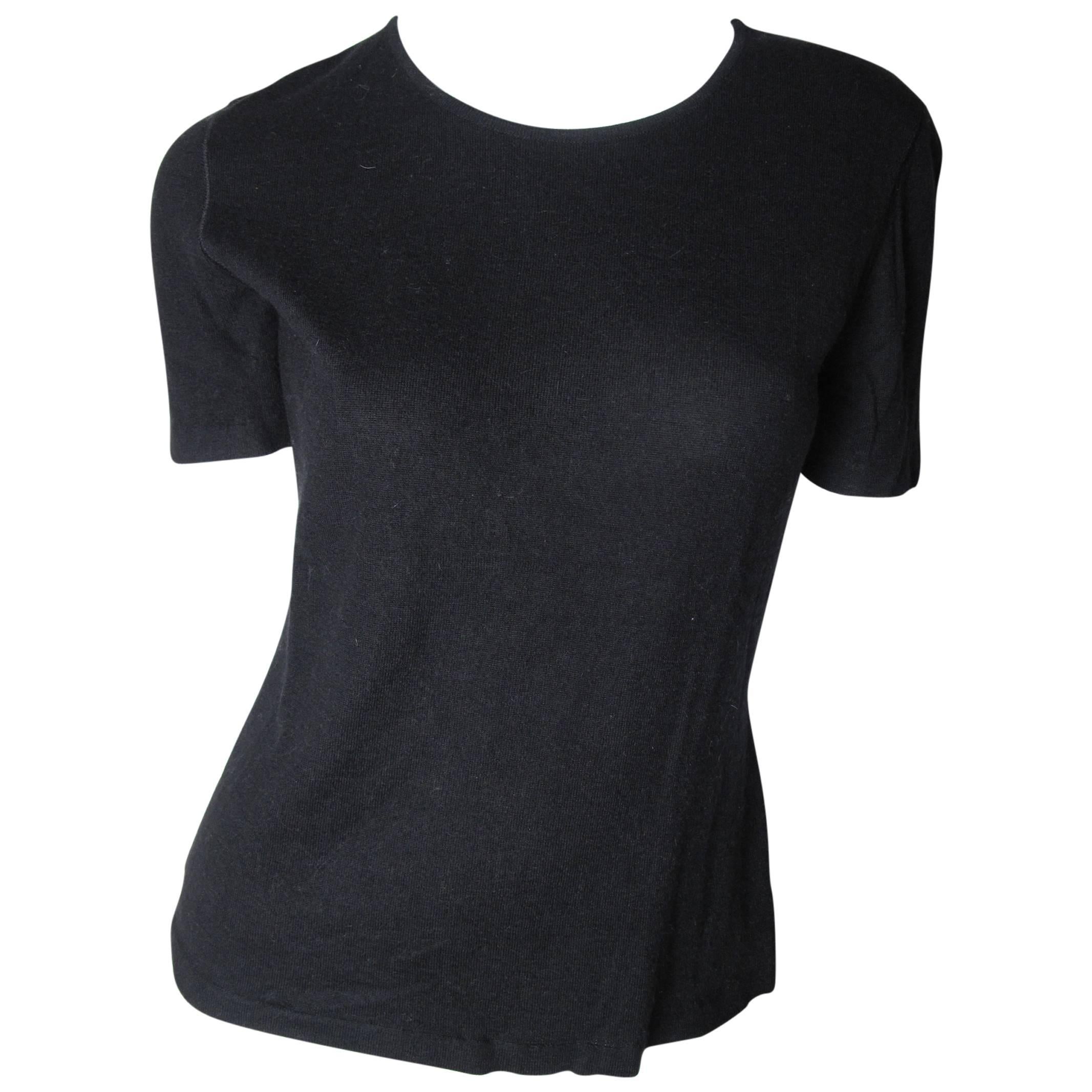 Chanel Black Cashmere / Silk Tee at 1stDibs
