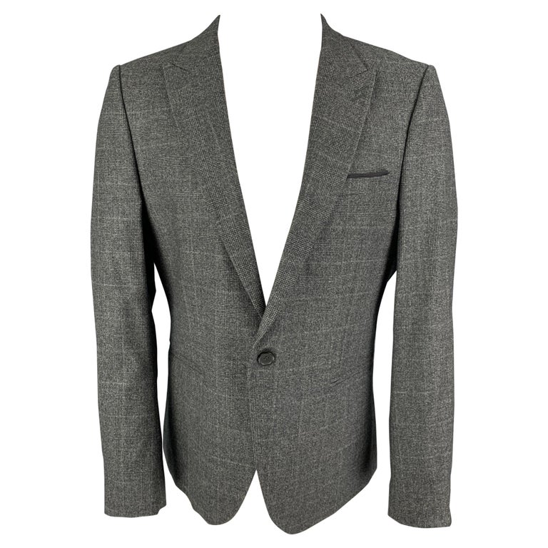 THE KOOPLES Size 40 Dark Gray Glenplaid Wool Peak Lapel Sport Coat For ...