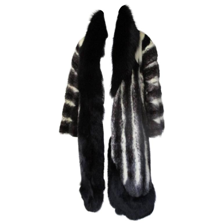 Extravagant black cross mink / black fox fur opera coat at 1stDibs