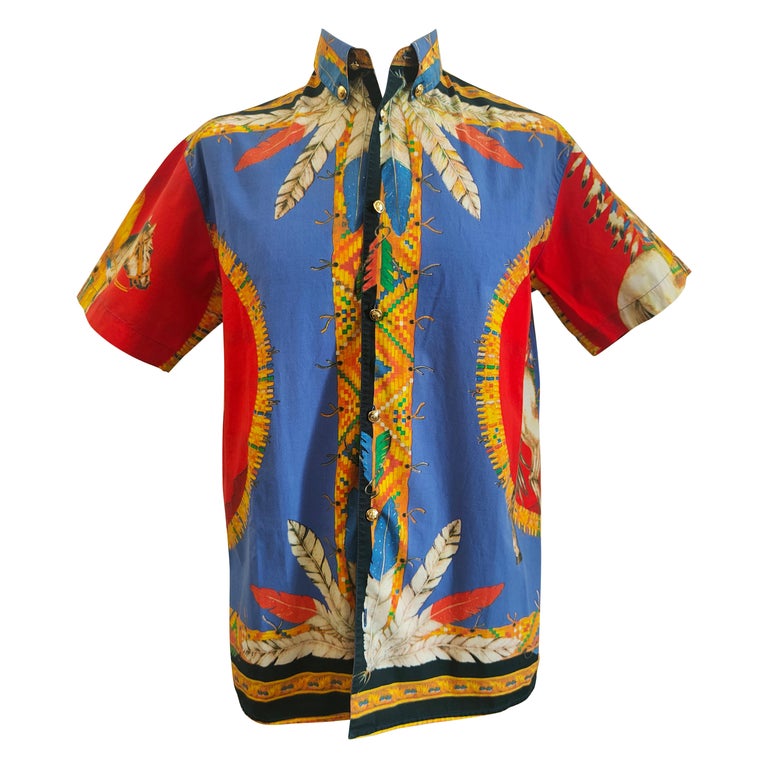 Gianni Versace iconic multicoloured cotton shirt For Sale at 1stDibs