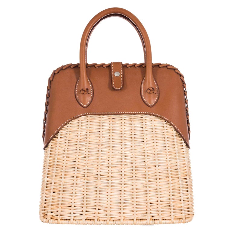 Hermès Bolide 25 Picnic Bag Barenia and Wicker 2017, A For Sale at 1stDibs