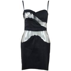 Dolce and Gabbana Black Woven Knit PVC Cut Out Strapless Mini Bodycon ...