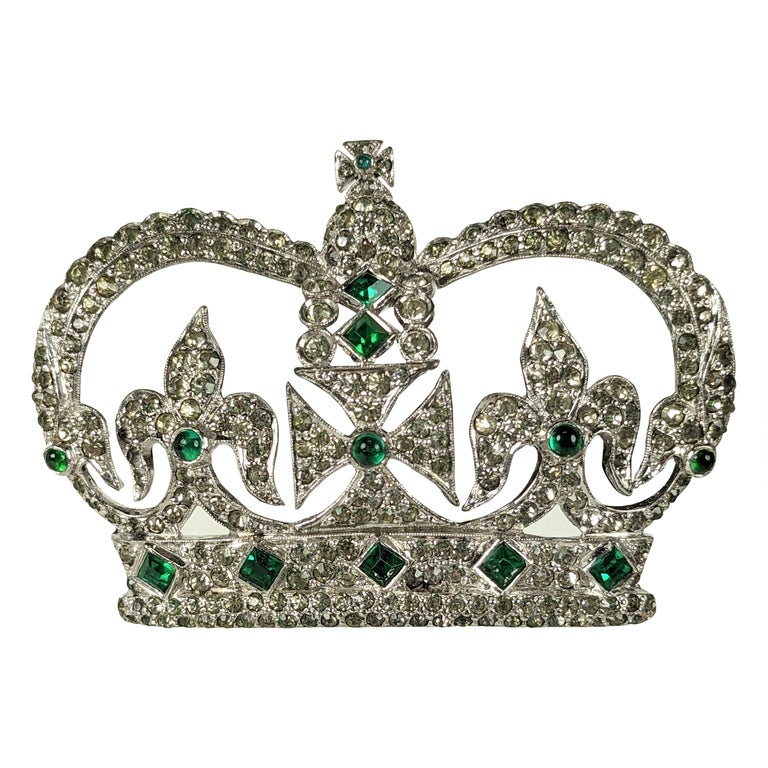Art Deco Royal Crown Brooch, Coro For Sale at 1stDibs