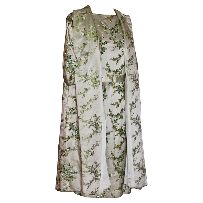 Hong Kong Beaded Silk Cocktail Dress/Opera Coat For Sale at 1stDibs