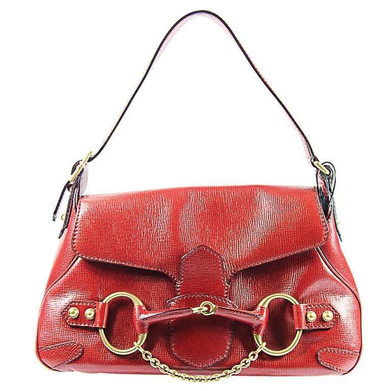 Gucci Vintage Red Horsebit Bag For Sale at 1stDibs