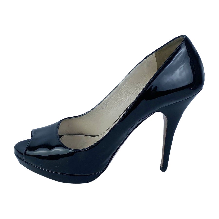 Prada EU 39 Black Open-Toe Platform Heels For Sale at 1stDibs