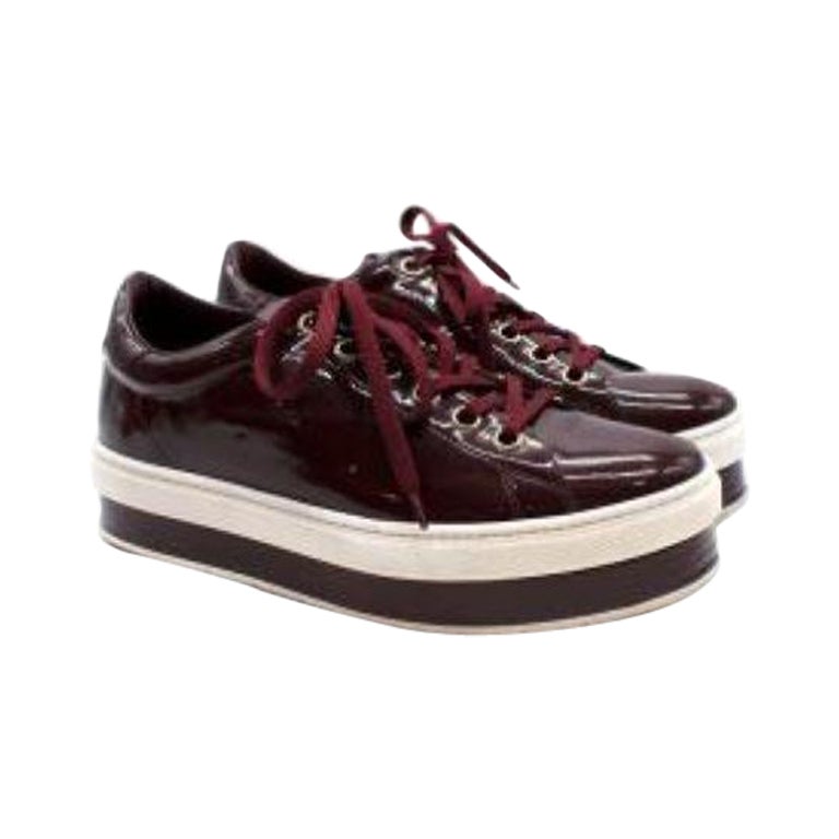 Louis Vuitton Maroon Patent Leather Platform Trainers For Sale at 1stDibs