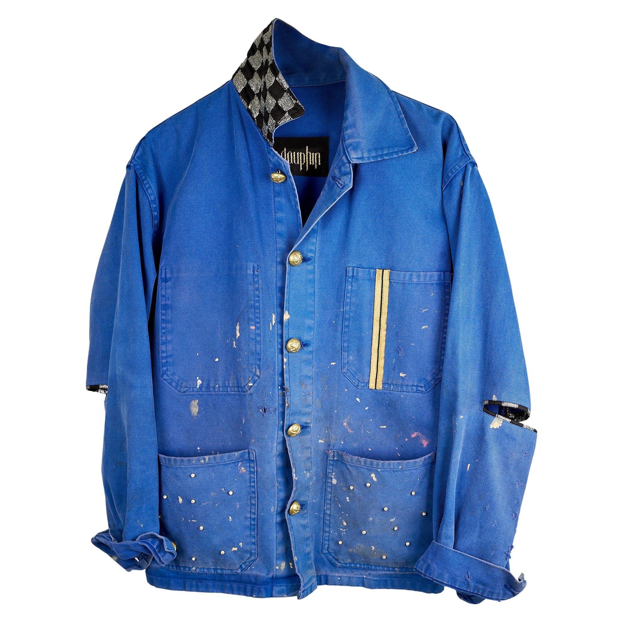 Vintage Jacket French Blue Work Wear reimagined with Gold Lurex Tweed ...