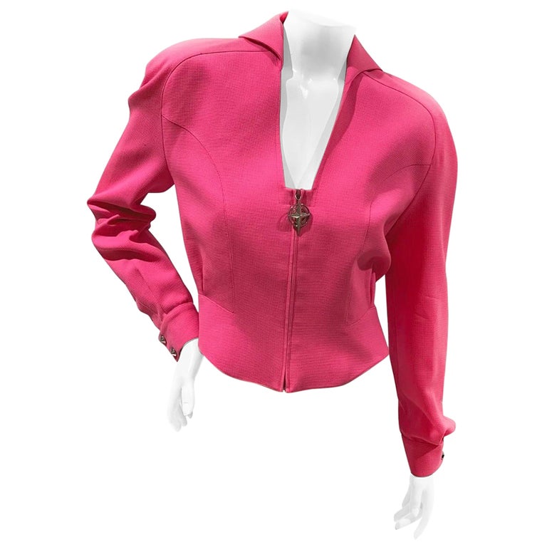 Vintage Thierry Mugler Hot Pink Zip Jacket at 1stDibs