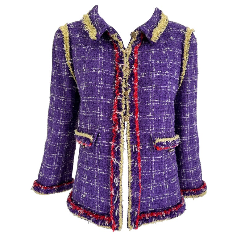 Chanel Spring 2006P Look 16 Purple Red Black Yellow Tweed Jacket 40 For ...