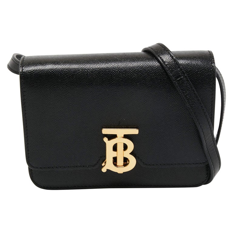 Burberry Black Leather Mini TB Shoulder Bag For Sale at 1stDibs