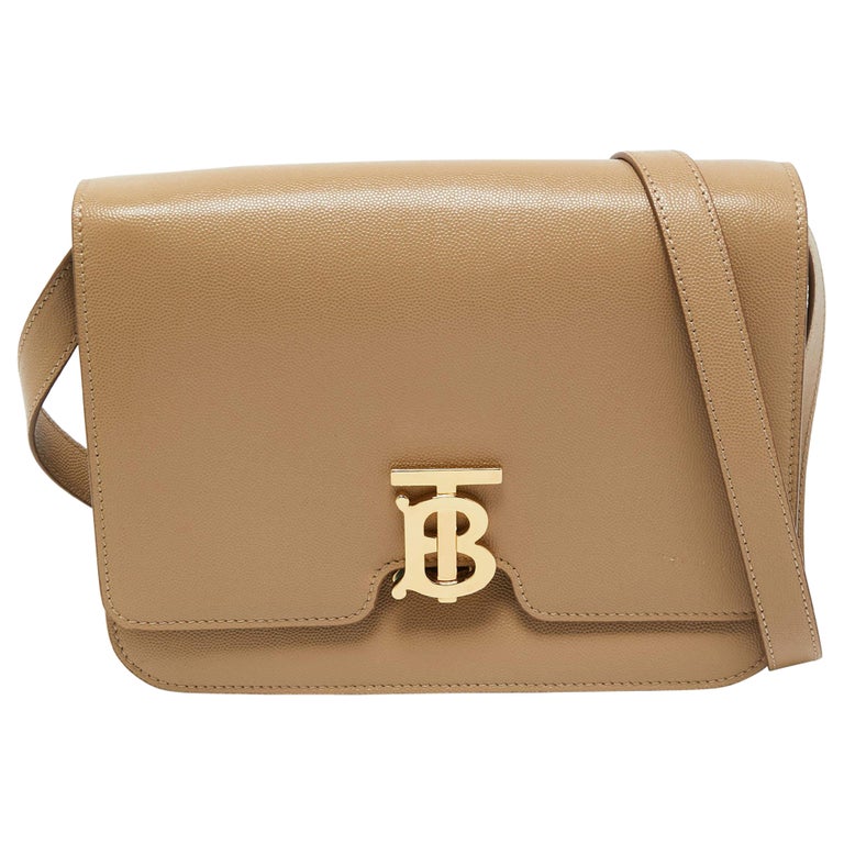 Burberry Beige Grain Leather Medium TB Handbag For Sale at 1stDibs