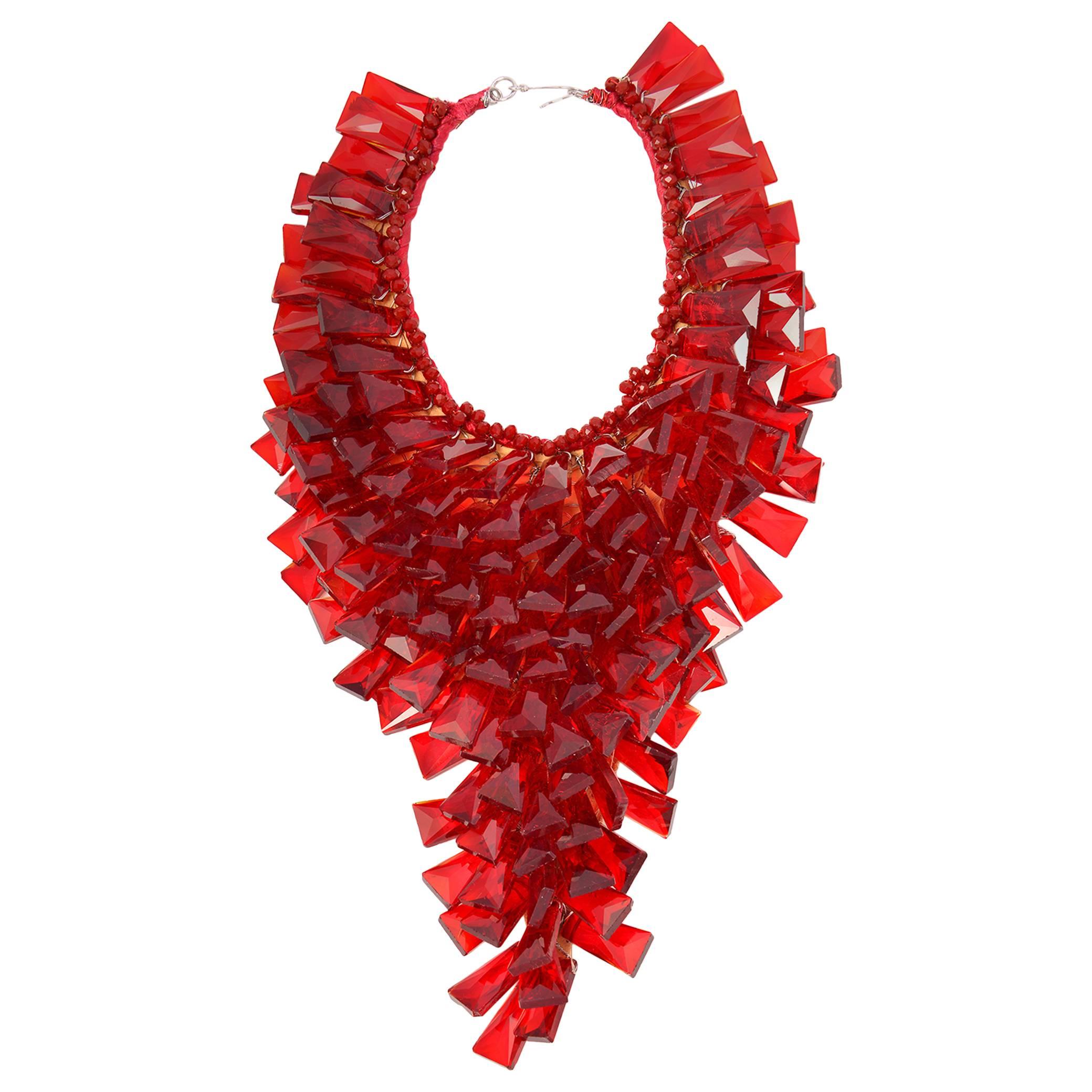Vilaiwan Ruby Red Crystal Glass Faceted Necklace at 1stDibs | vilaiwan ...