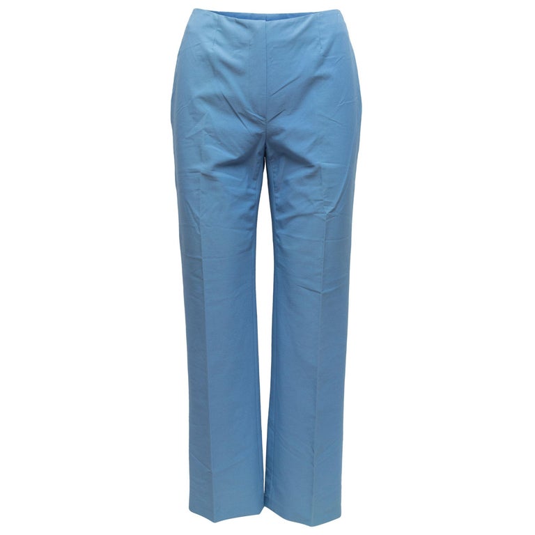 Prada Light Blue Nylon Straight-Leg Pants For Sale at 1stDibs