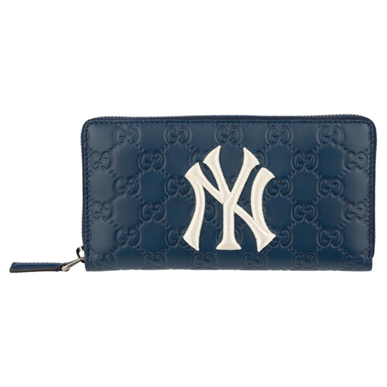Gucci GG Wallet Navy Leather "NY" New York Yankees Logo For Sale at 1stDibs
