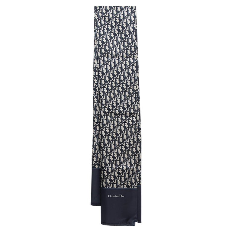 Dior Navy Blue Oblique Silk Stole For Sale at 1stDibs