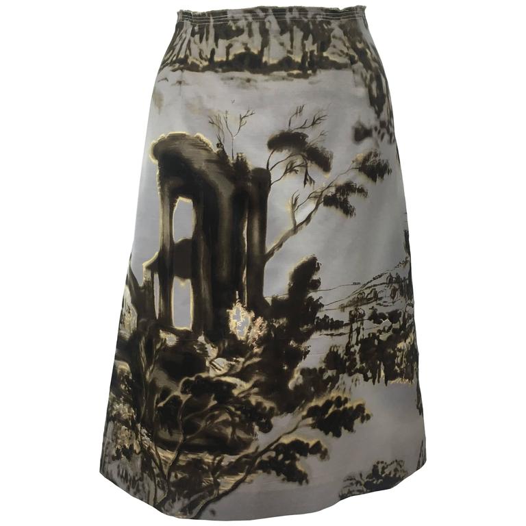 PRADA Landscape Print Skirt at 1stDibs