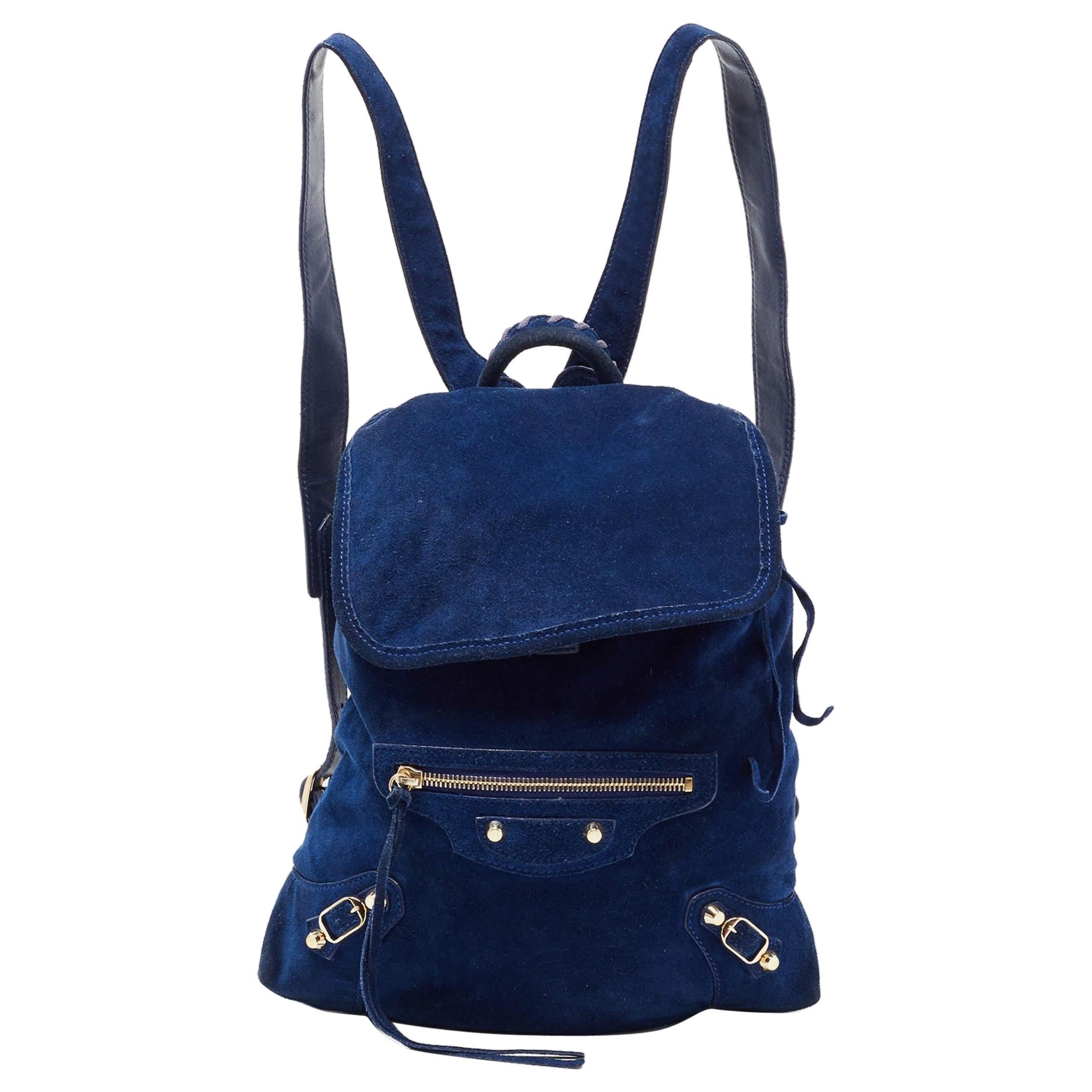 Balenciaga Bleu Pacifique Suede and Leather Baby Diam Classic Traveller ...