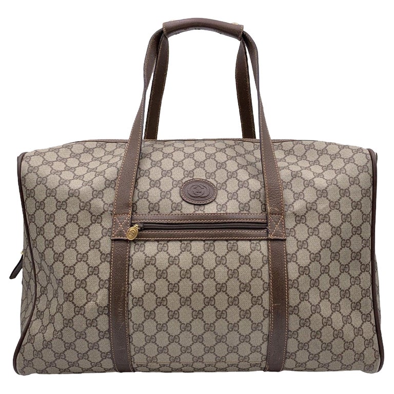 Gucci Vintage Beige Monogram Canvas Weekender Travel Duffle Bag For ...