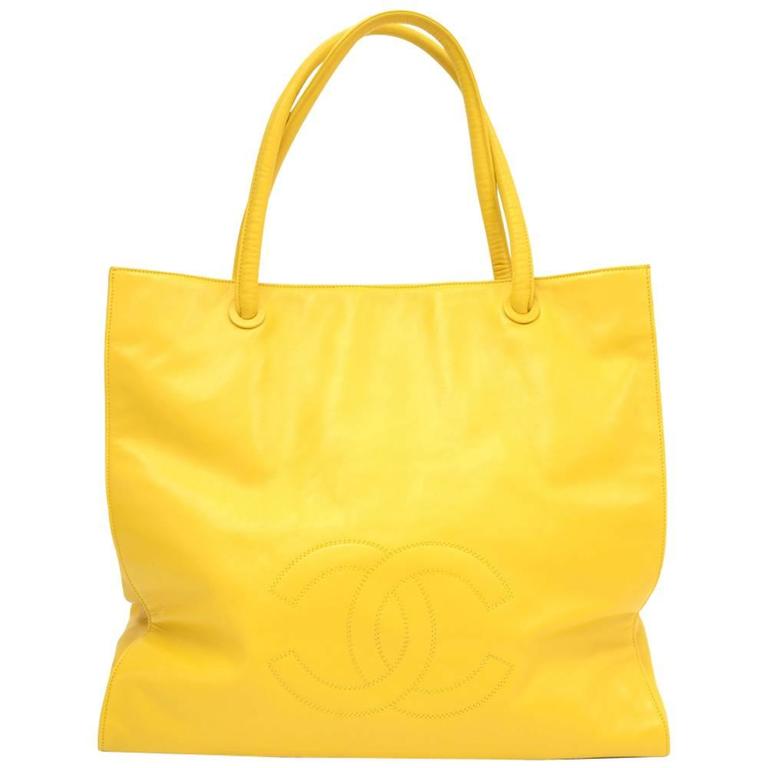 Chanel Yellow Leather XLarge Shoulder Tote Bag at 1stDibs