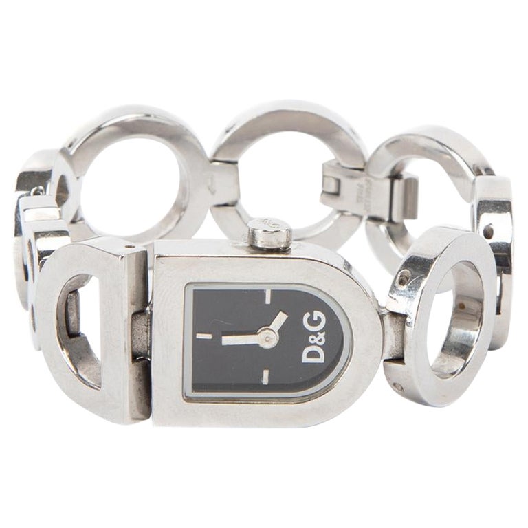 Dolce and Gabbana Women's Silver Logo Chain Watch For Sale at 1stDibs