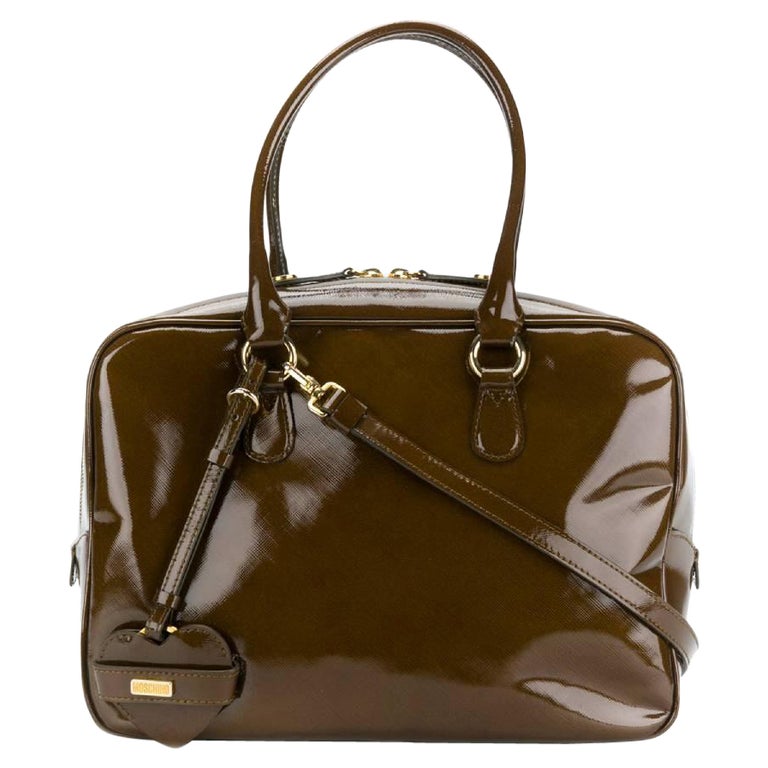 90s Moschino Vintage brown rectangular handbag For Sale at 1stDibs