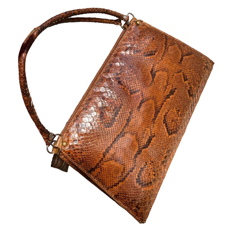 Vintage 1960s Genuine Snakeskin Handbag For Sale at 1stDibs