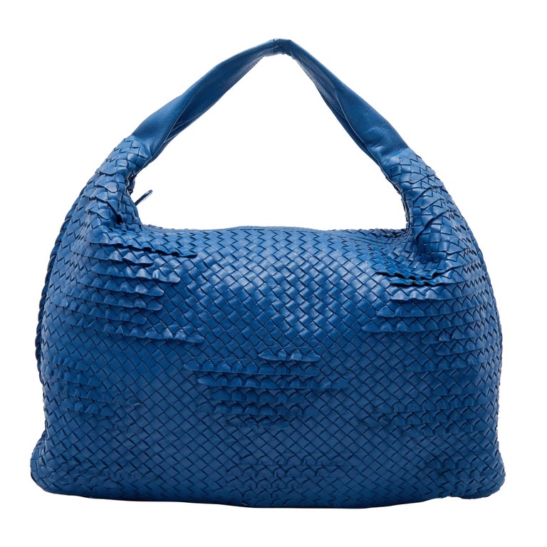 Bottega Veneta Blue Intrecciato Leather Large Hobo For Sale at 1stDibs