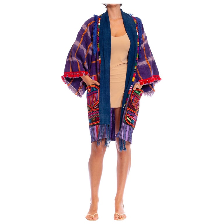 Morphew Collection Purple African Indigo Unisex Duster Beach Coat With ...