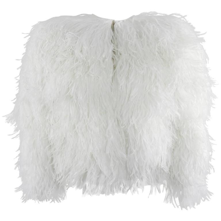 Balmain White Ostrich Feather Evening Jacket / Top at 1stDibs | ostrich ...
