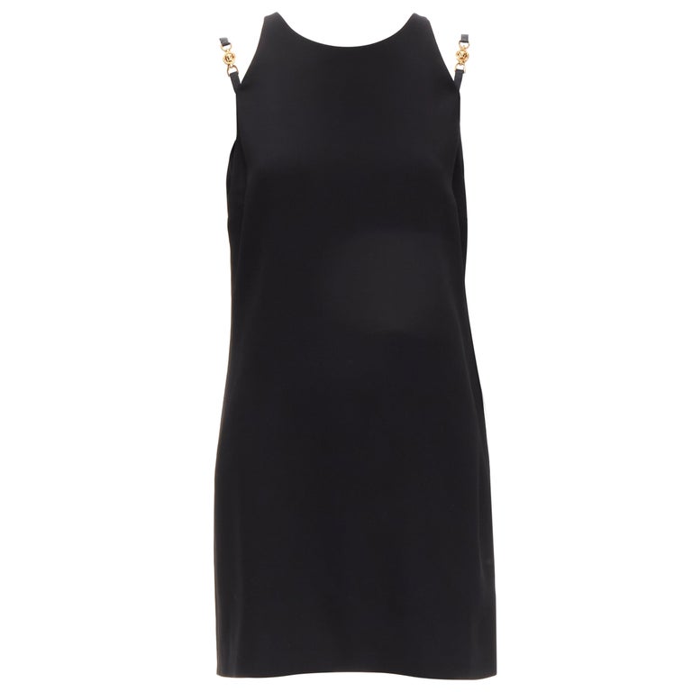 new VERSACE 2021 black Medusa buckle strap cold shoulder mini dress ...