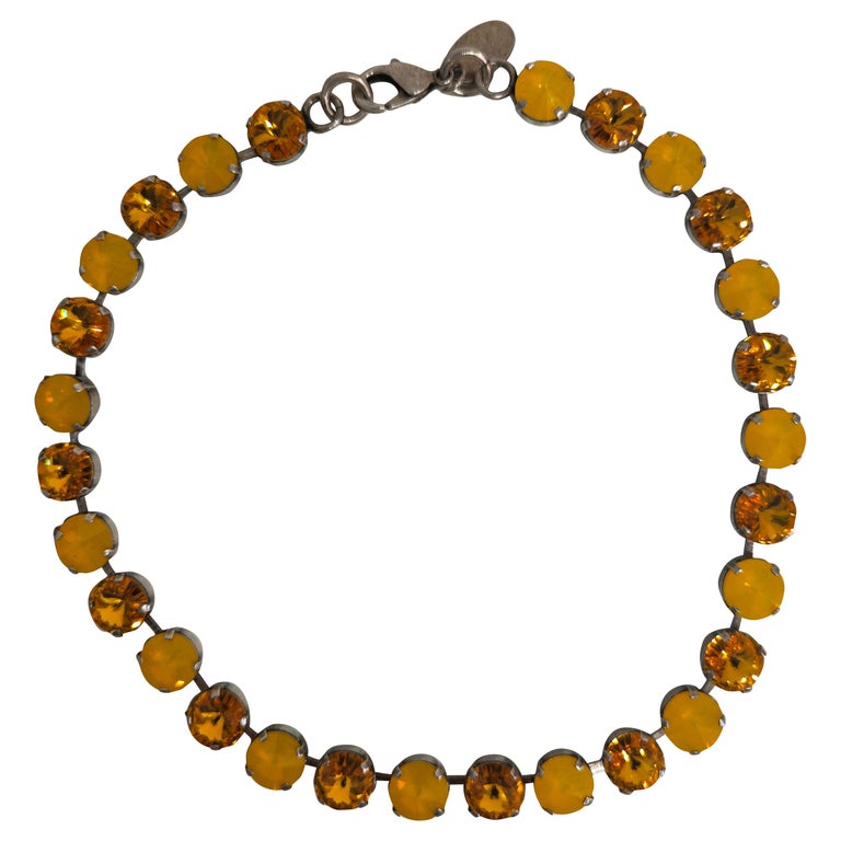 Silver with Yellow Swarovski stones necklace For Sale at 1stDibs