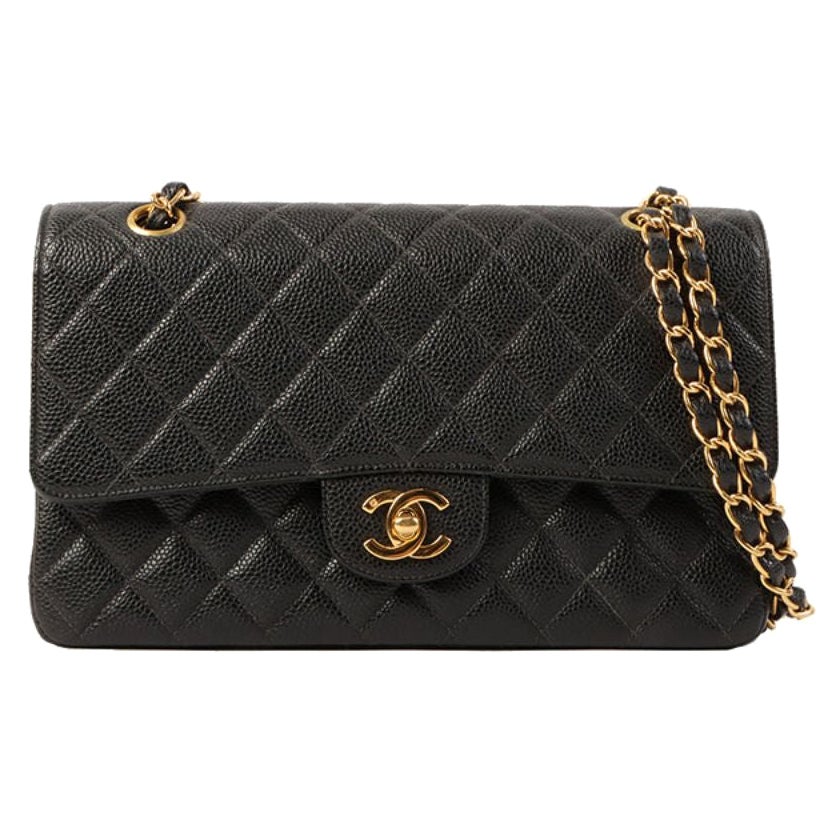 Chanel Around 2000 Made Caviar Skin Classic Flap Chain Bag 25Cm Black ...