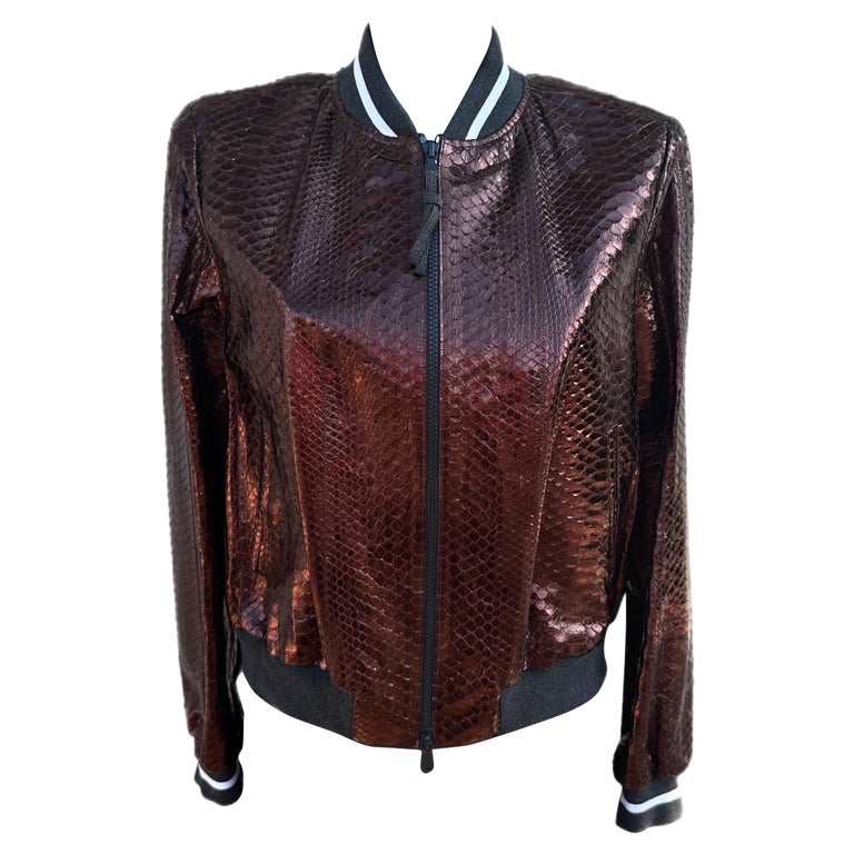 Blouson bombardier en python de couleur bronze Brunello Cucinelli, neuf ...