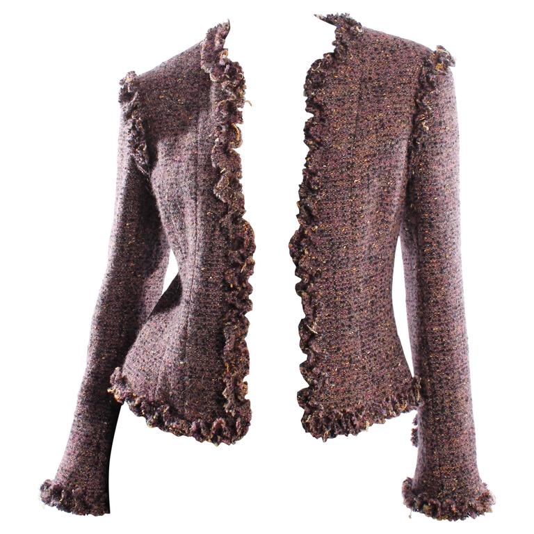 Chanel Jacket Tweed - purple/black/gold For Sale at 1stDibs