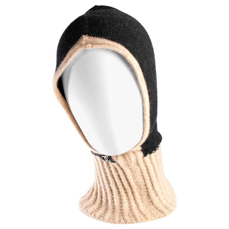 Chanel Balaclava Hat - grey/beige cashmere at 1stDibs | balaclava chanel