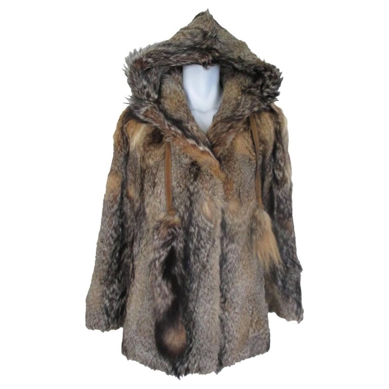 Hooded Vintage Coyote Fur Coat at 1stDibs | fur coat for sale, vintage coyote fur teddy coat ...