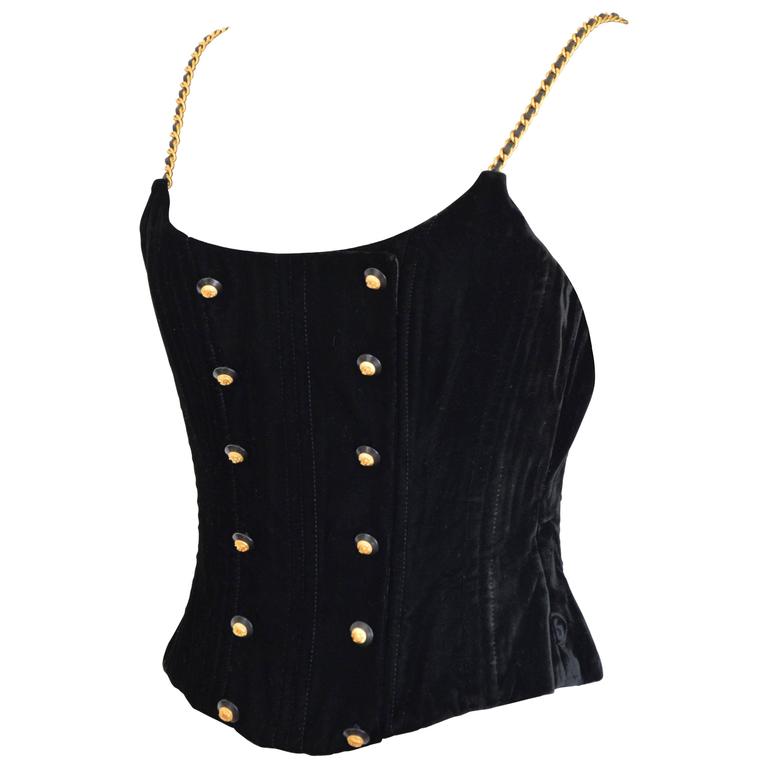 1990s Rare Chanel Black Velvet Corset Collector at 1stDibs