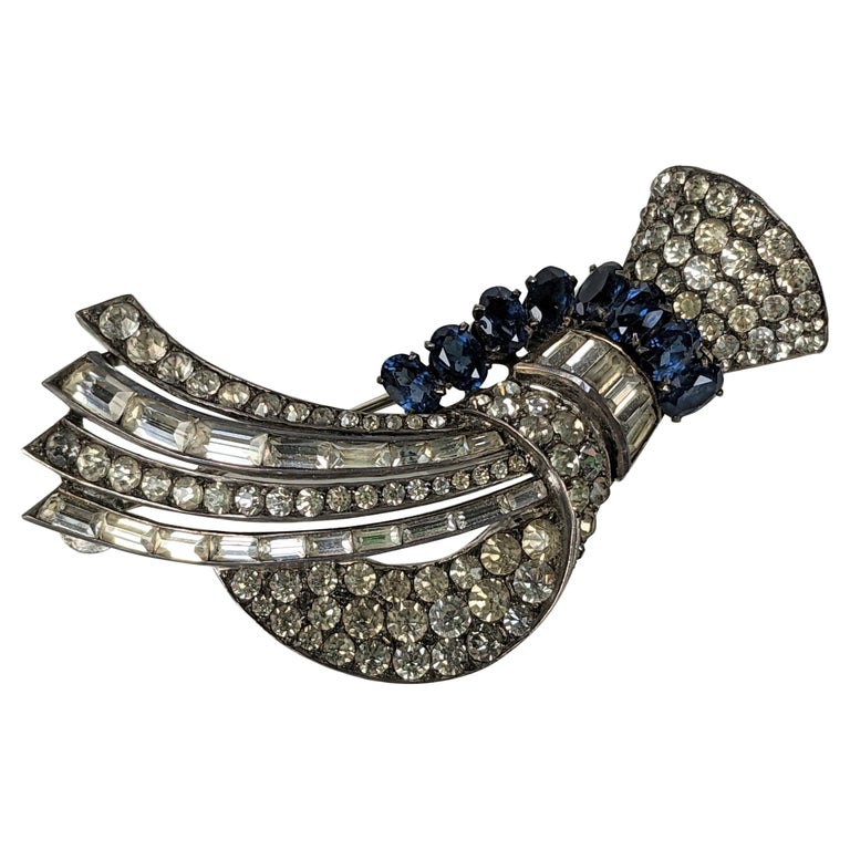 Art Deco French Paste Sapphire Spray For Sale at 1stDibs