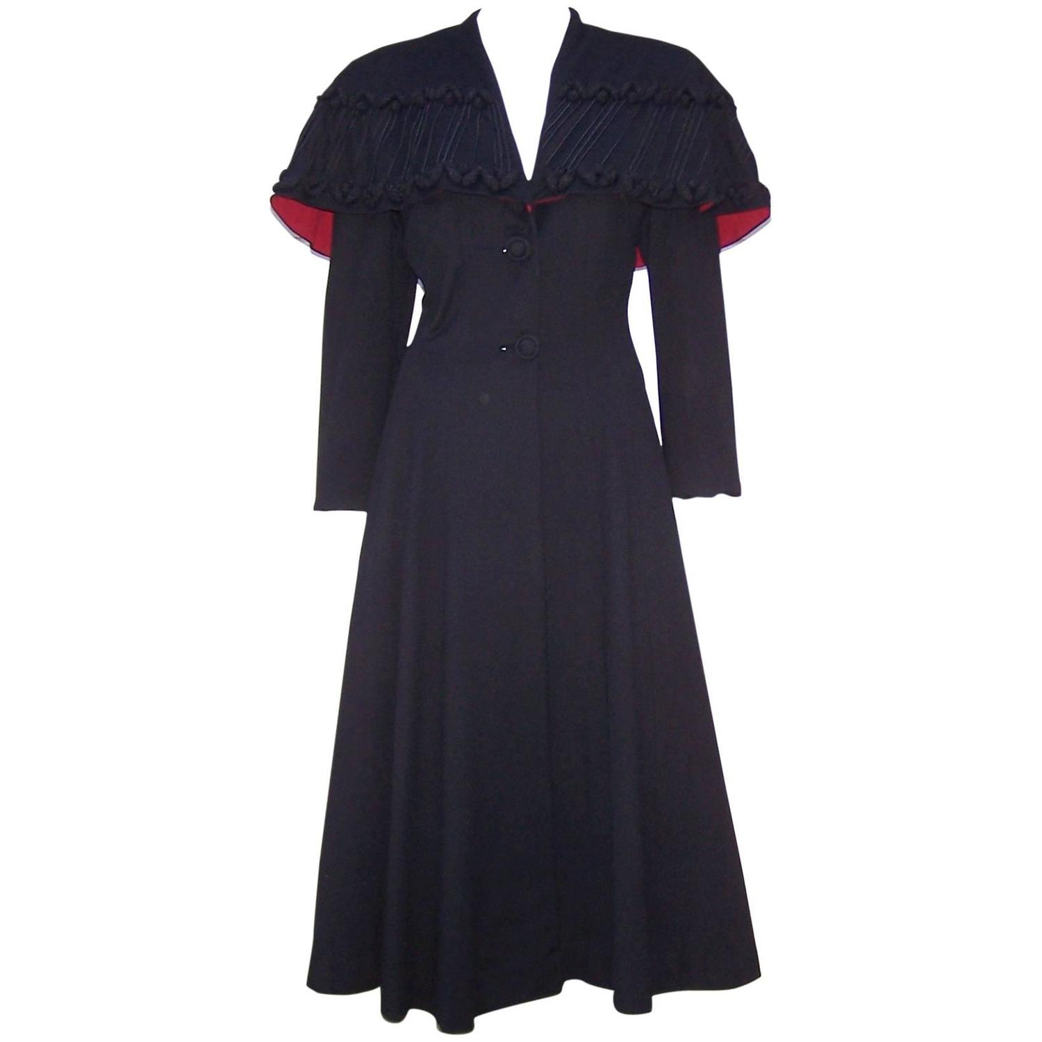 1940's Eisenberg Victorian Style Capelet Princess Coat For Sale at 1stdibs